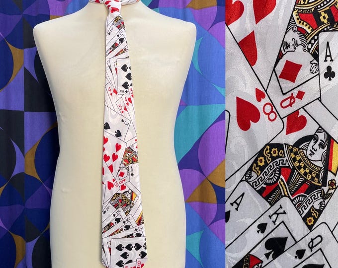 Brilliant Vintage Playing Deck of Cards Novelty Print Silk Tie Hand ...