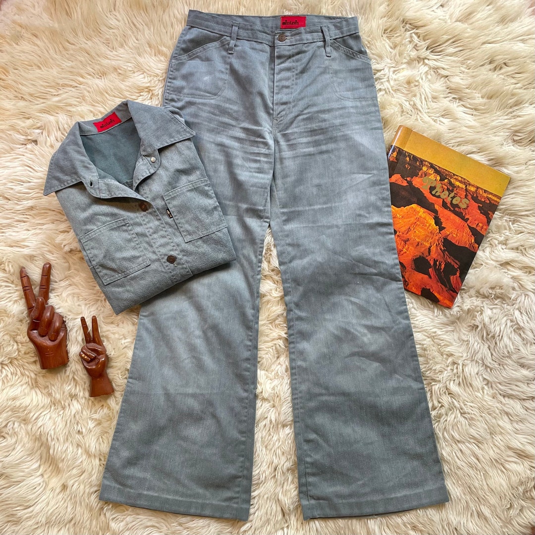 RARE Vintage 60s/70s Miss Levis Black Tab Big E Faded Grey High Waisted ...