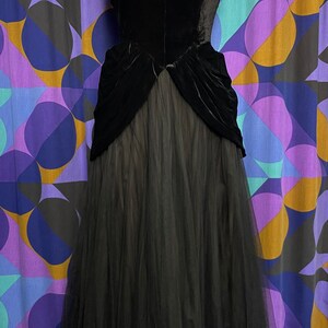 Stunning Vintage 1940s 50s Black Velvet Strapless Beaded Bodice Evening ...