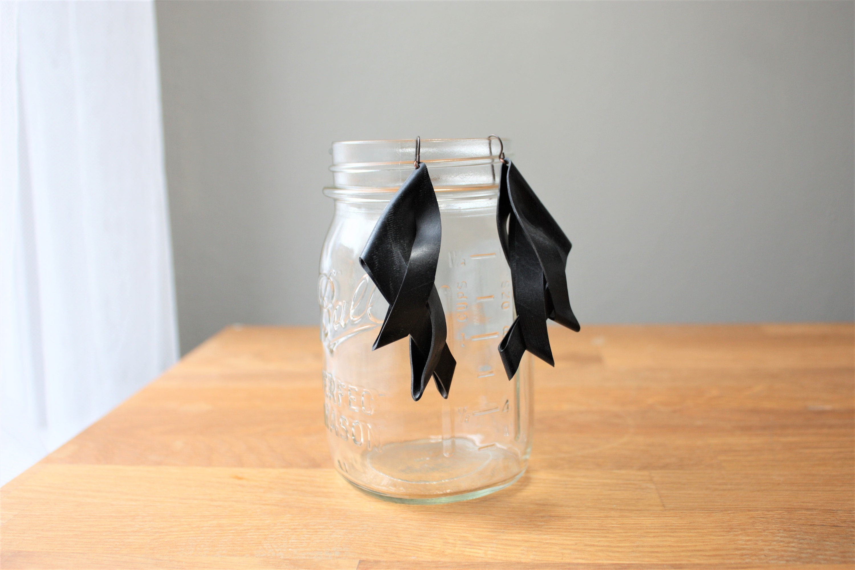 Upcycled Rubber Bike Tube Feather Earrings - Etsy