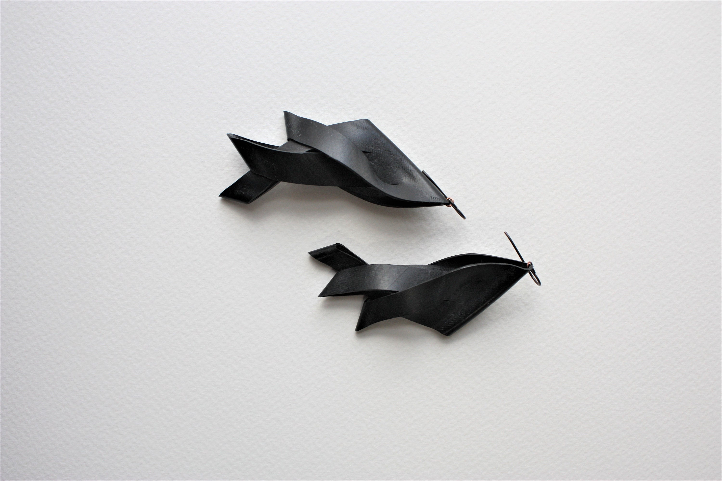 Upcycled Rubber Bike Tube Feather Earrings - Etsy