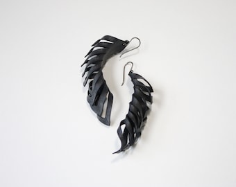 Upcycled Rubber Bike Tube Feather Earrings - Etsy