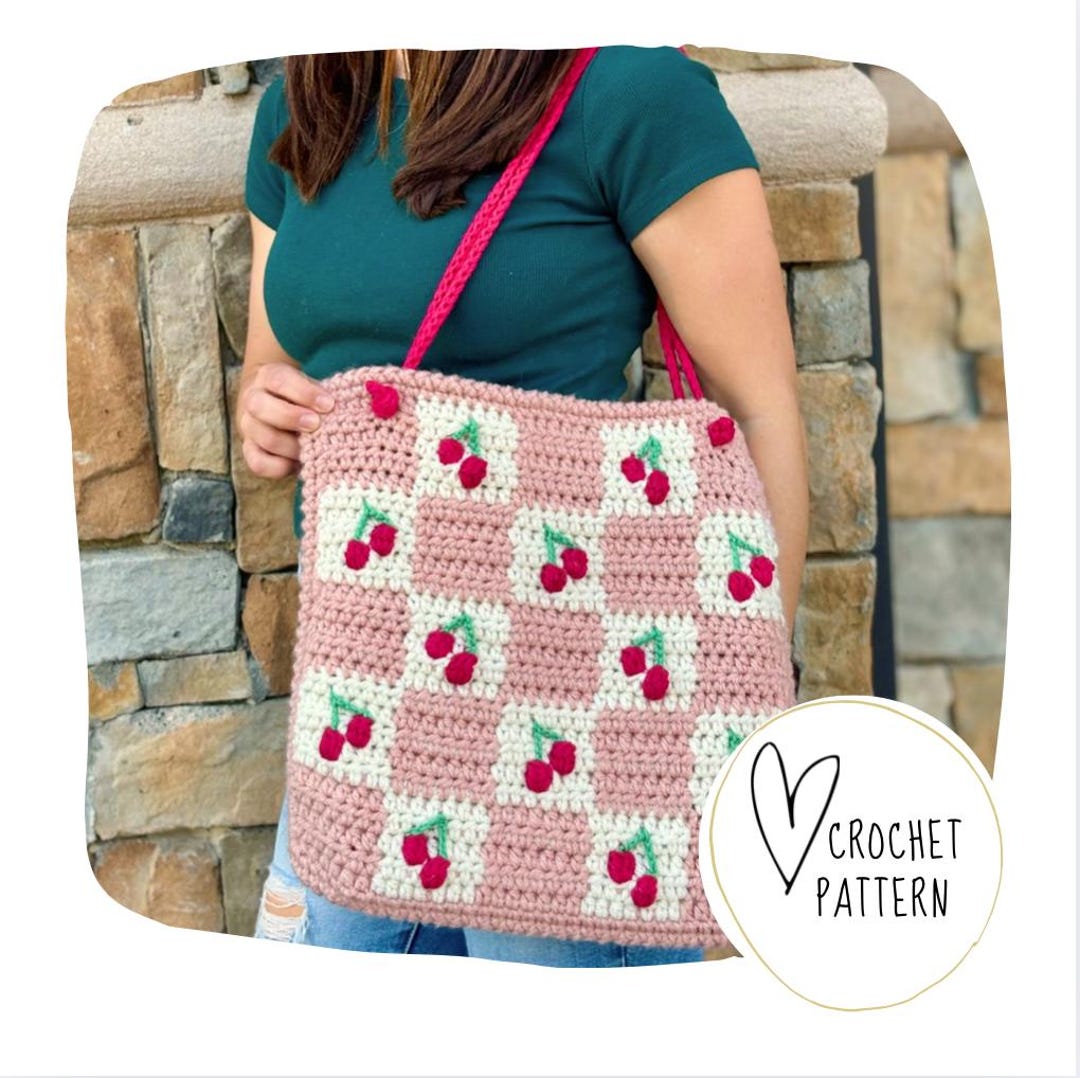 Sweet Cherry Checkered Tote Crochet Pattern- DIGITAL Pdf/crochet Cherry ...