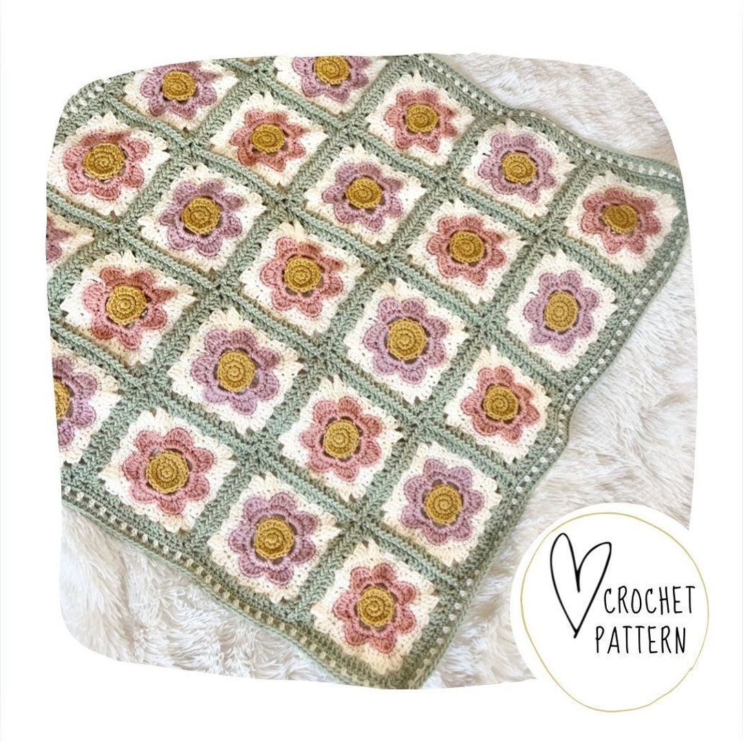 The Flora Blanket Crochet Pattern - DIGITAL PDF / Crochet Granny Square ...