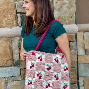 Sweet Cherry Checkered Tote Crochet Pattern- DIGITAL Pdf/crochet Cherry ...