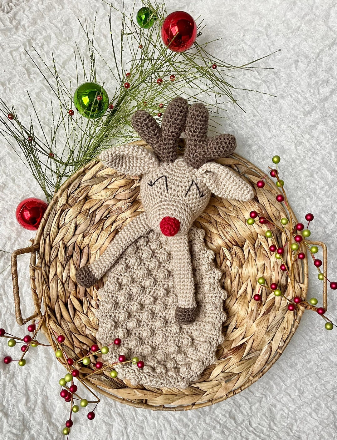 Reindeer Bobble Buddy MADE TO ORDER / Reindeer Lovey / Reindeer Toy ...