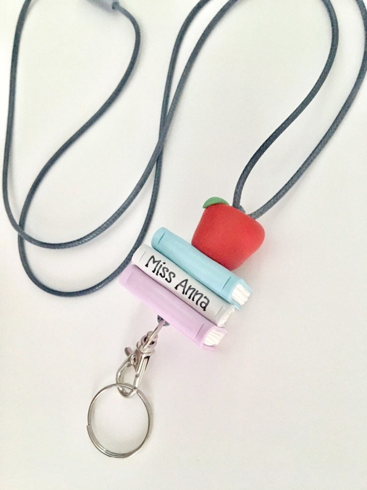 Personalized Teacher Lanyard, Books and Apple Id Holder - Etsy Canada