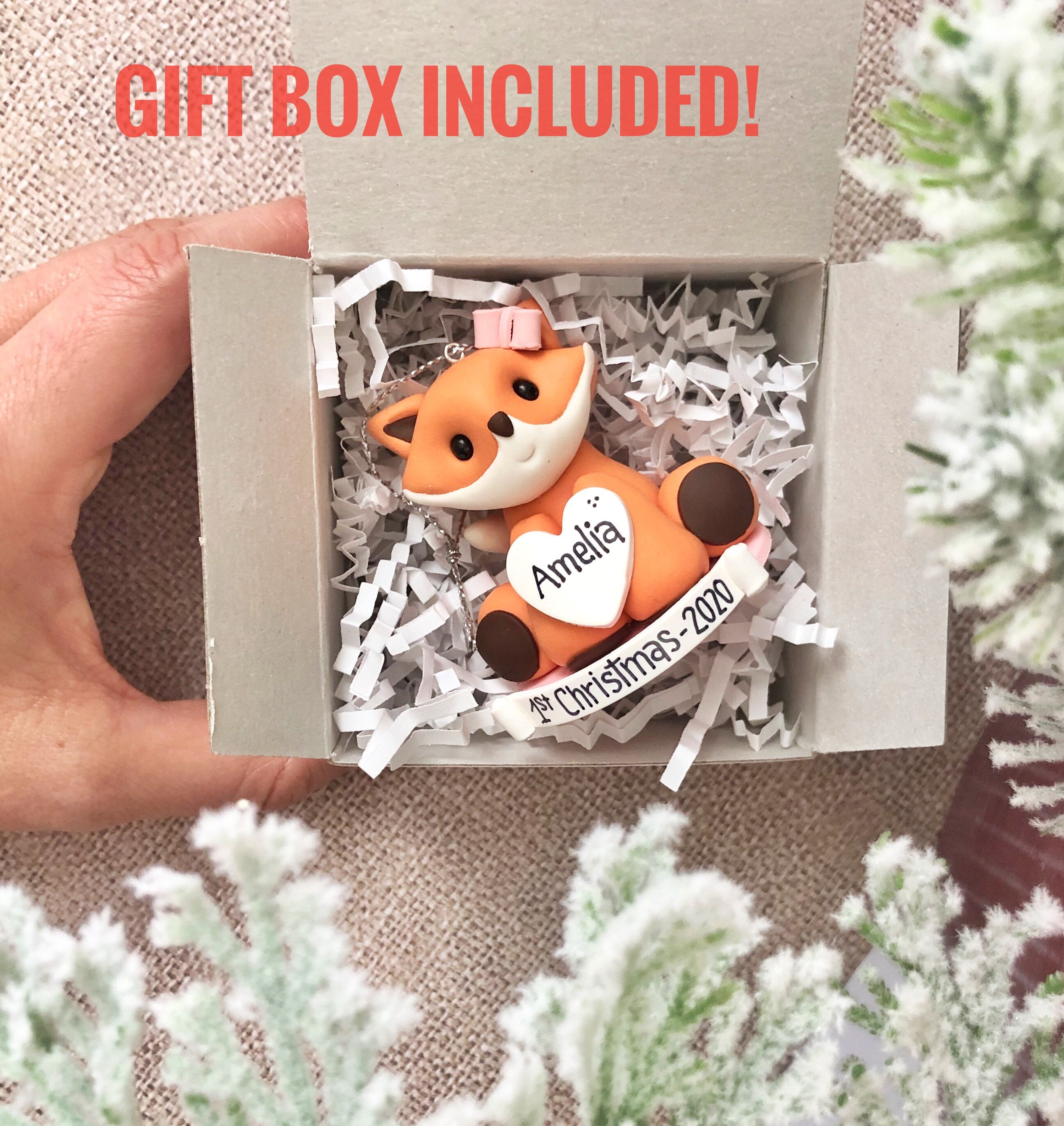 Girl Fox Baby's First Christmas Ornament Personalized | Etsy