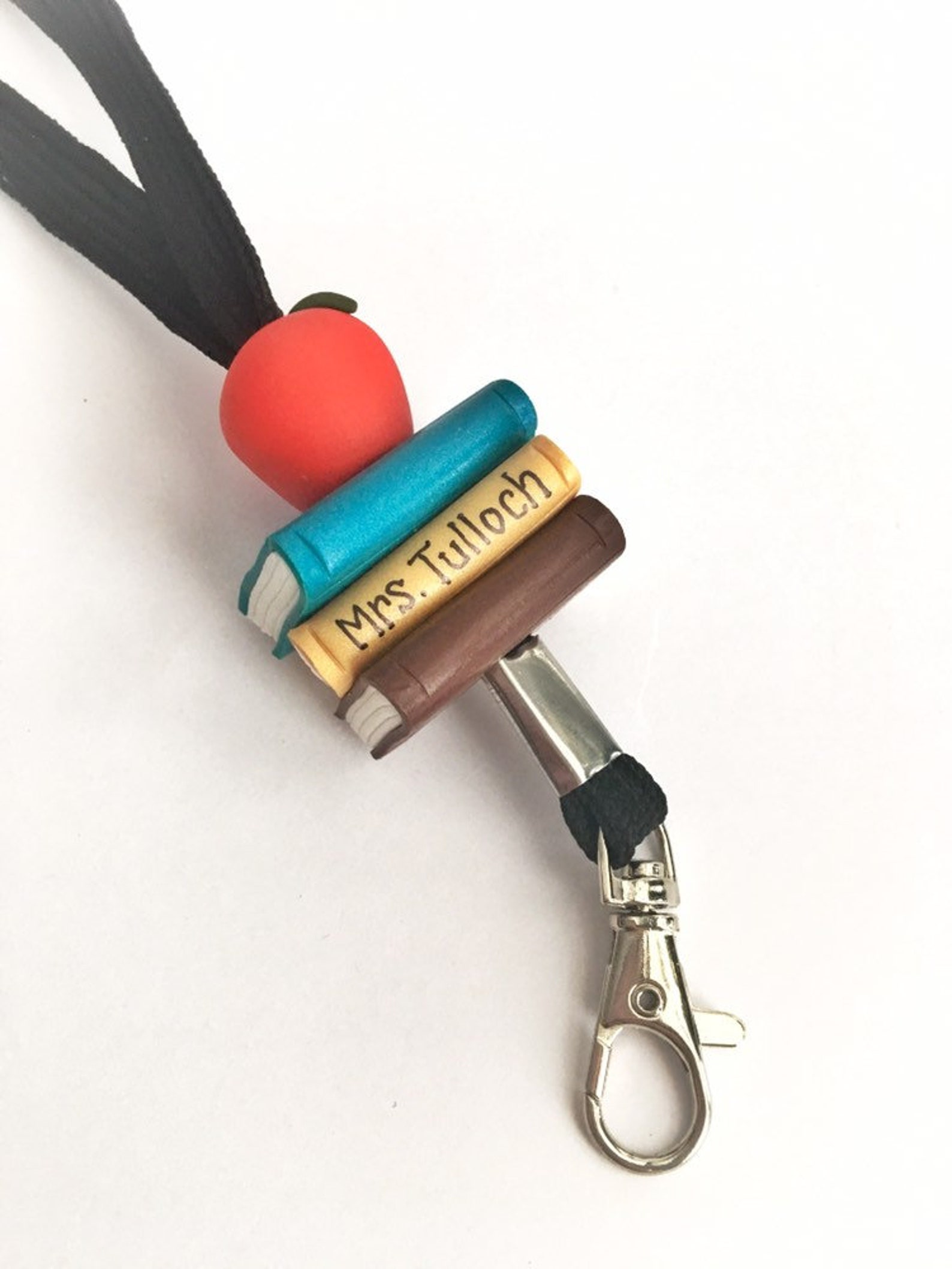Custom Teacher Lanyard Personalized Lanyard Books and Apple - Etsy