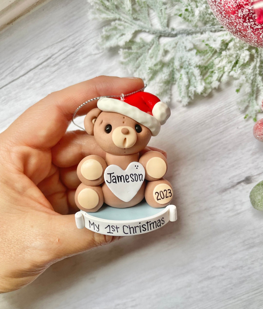 Teddy Bear First Christmas Ornament for Boy - Etsy