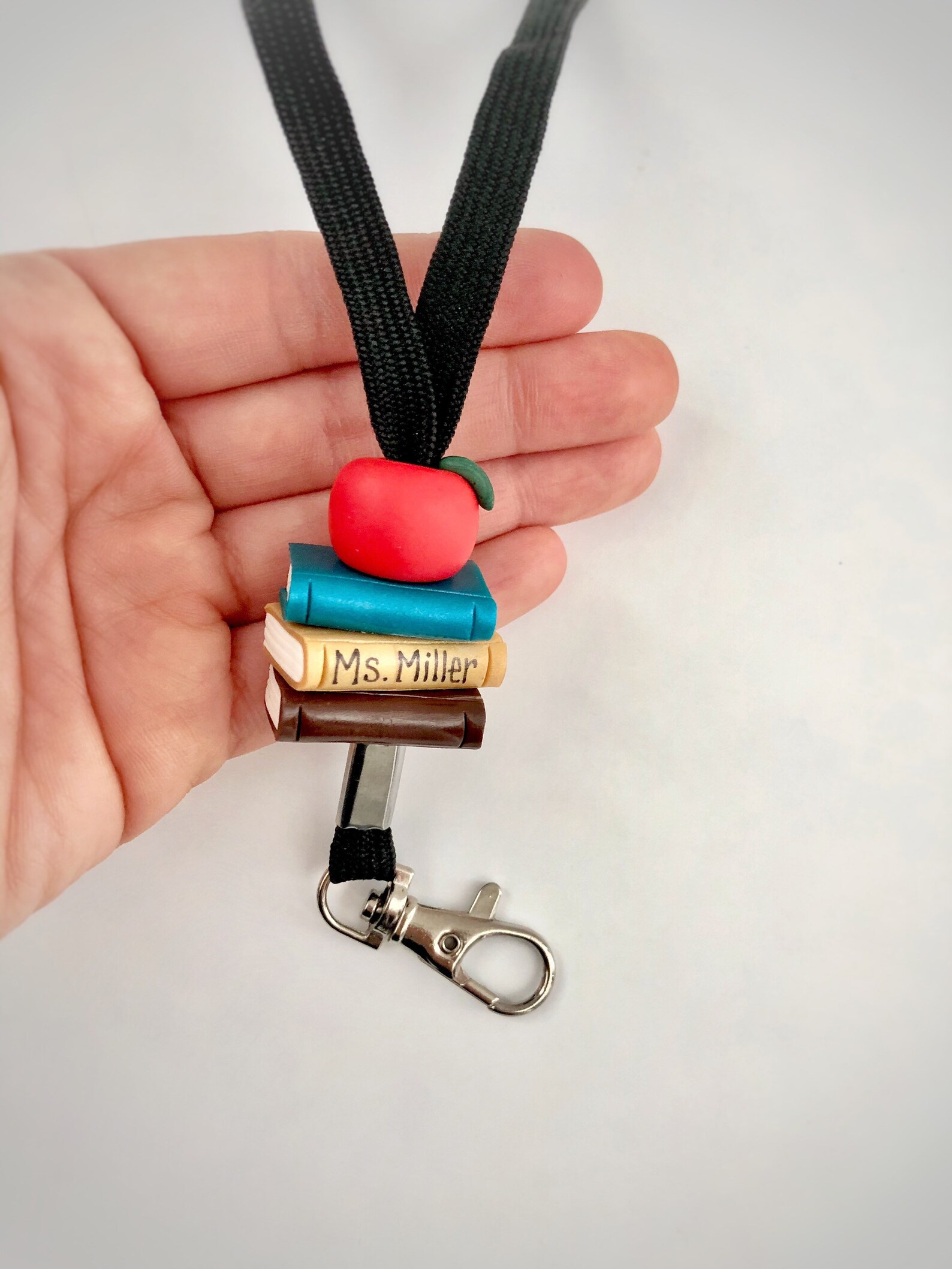 Custom Teacher Lanyard Personalized Lanyard Books and Apple - Etsy
