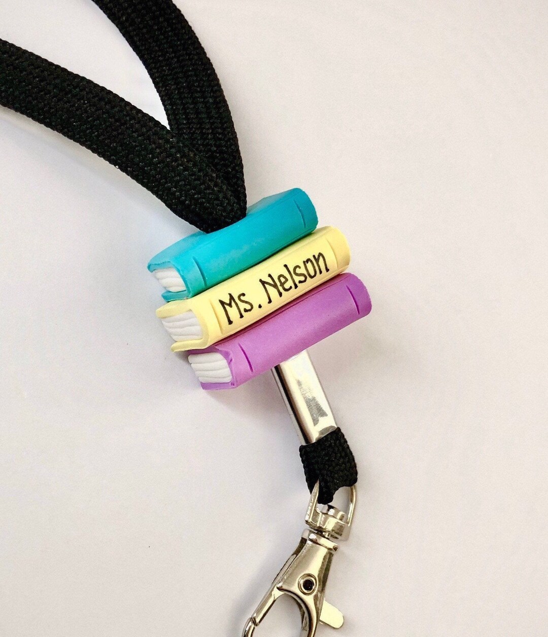 Librarian Gift Personalized Lanyard With Books and Id Holder, Book ...