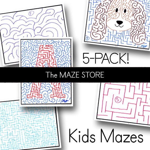 Kids Mazes Five-pack Instant Download Printable Mazes | Etsy