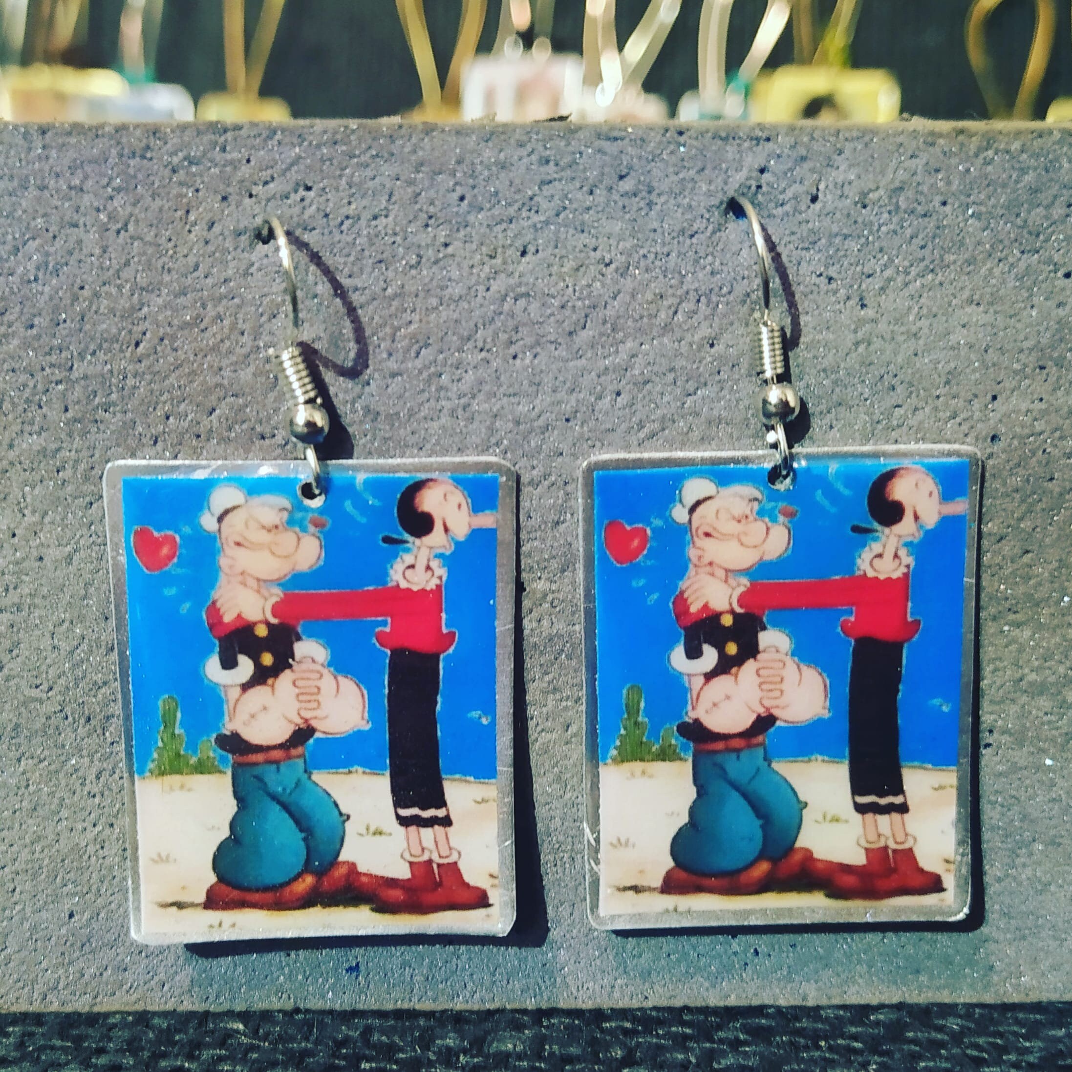 Popeye and Olive Popeye Earrings Retro Jewelry Oliveresin | Etsy