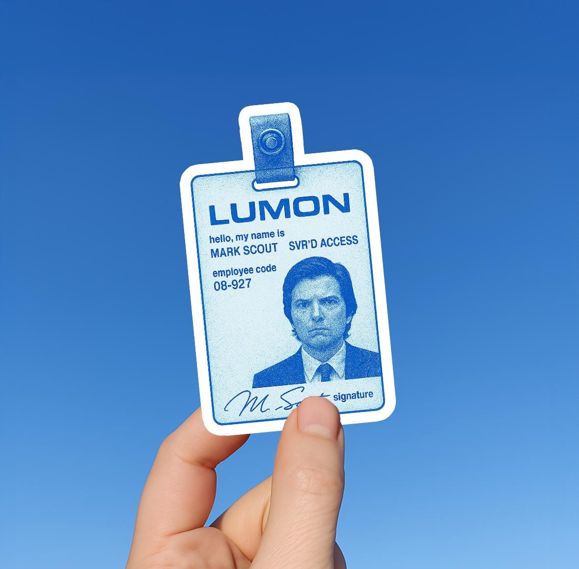 Severance Lumon ID Badge Sticker – Mark Scout Employee Code 08-927 ...