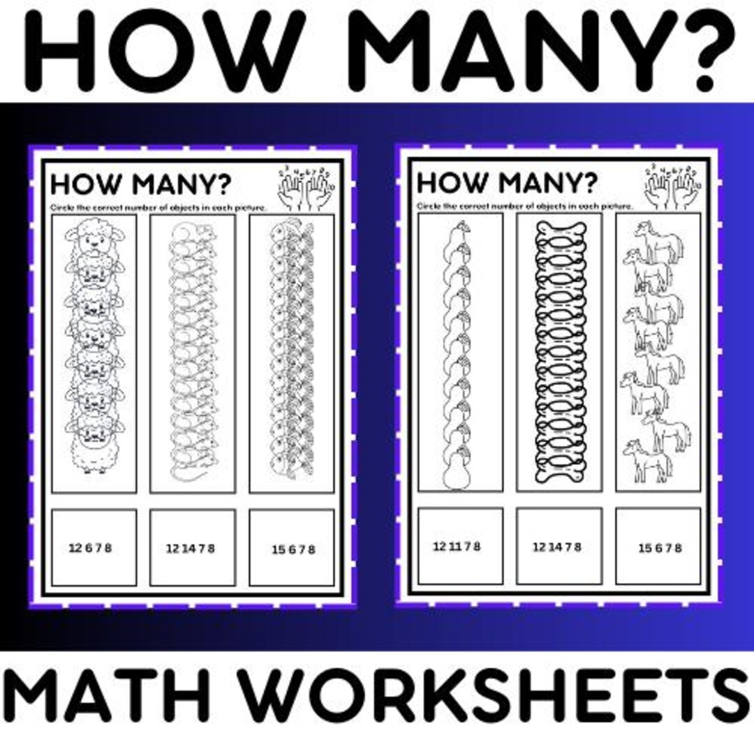Kindergarten Math Worksheets How Many - Etsy