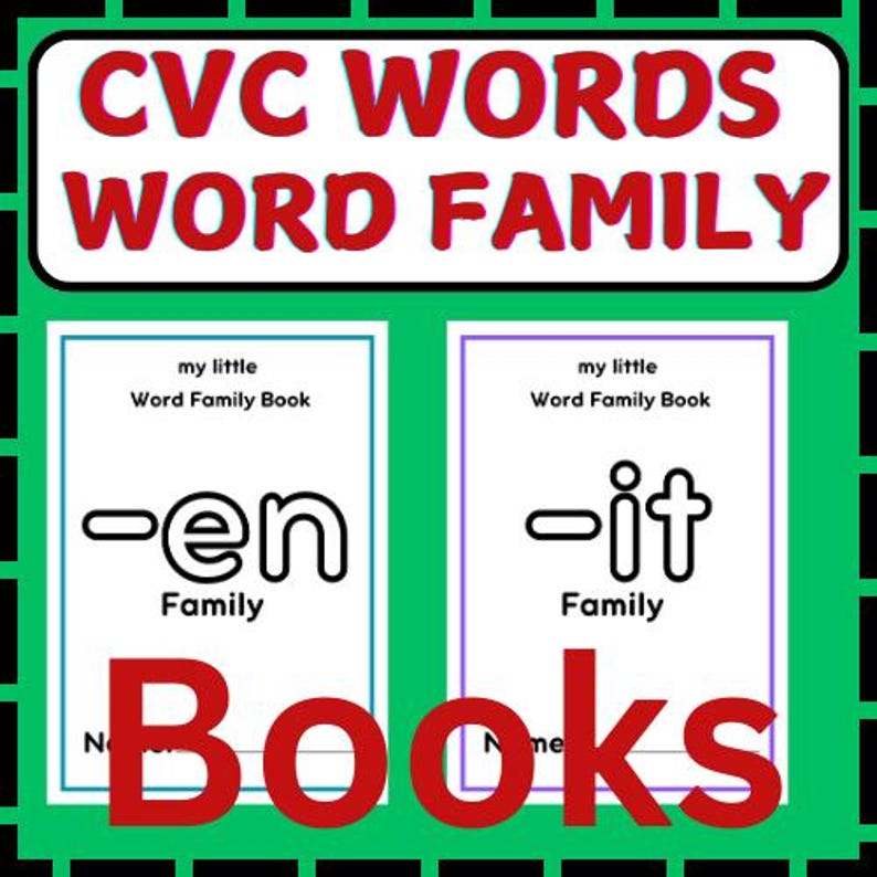 CVC Word Family Printable Books | Phonics Practice for Emergent Readers - Etsy