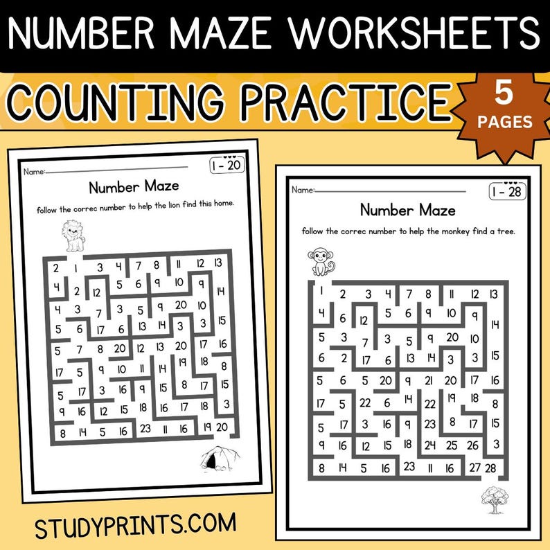 Printable Number Maze Preschool Math Activity, Homeschool Learning ...