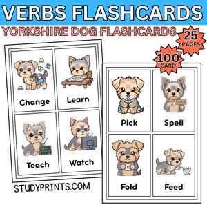 100 Verbs Flashcards for Kids | Printable Educational Game | Toddler ...