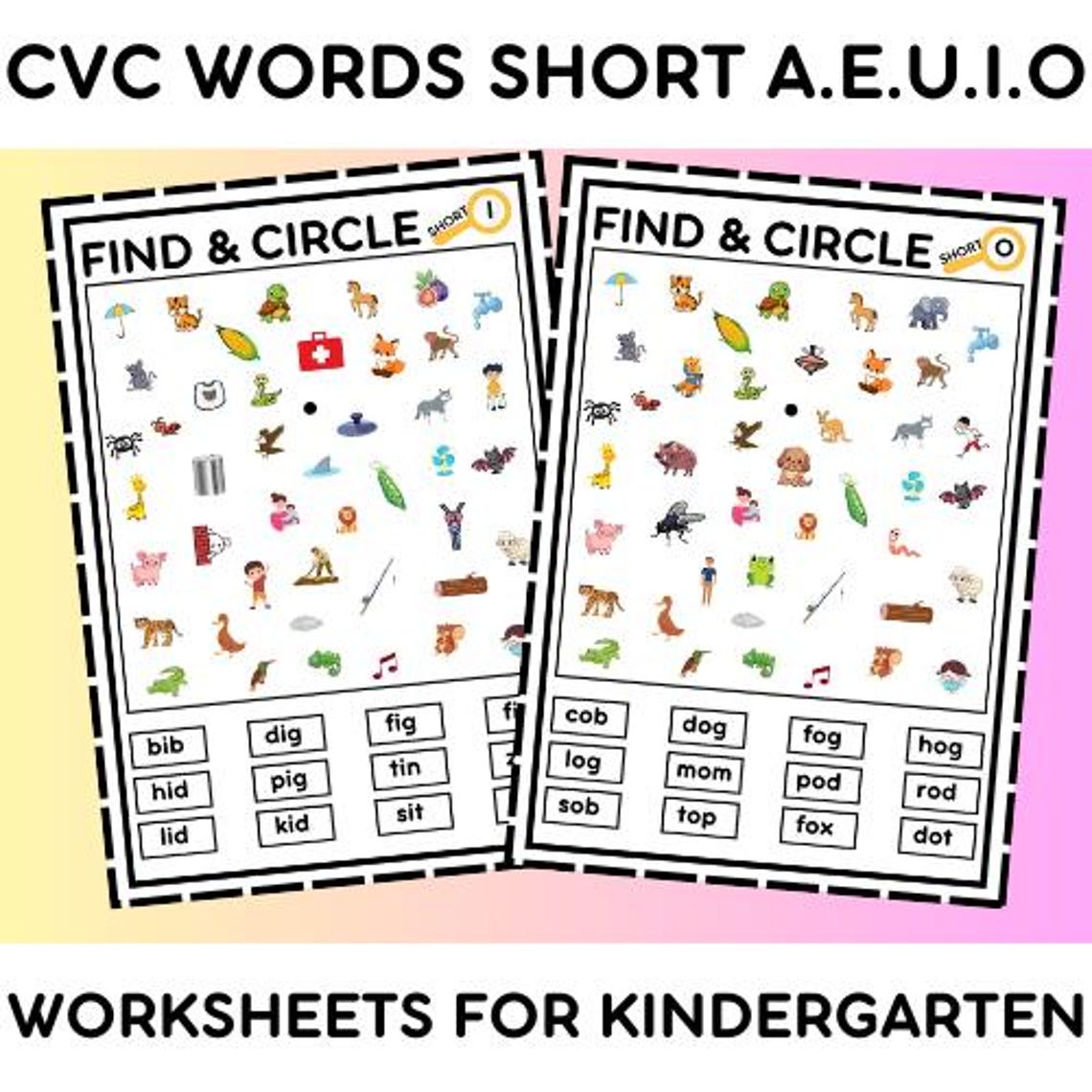 I Spy Worksheets,find & Color, Phonics, Kindergarten, Word Families ...
