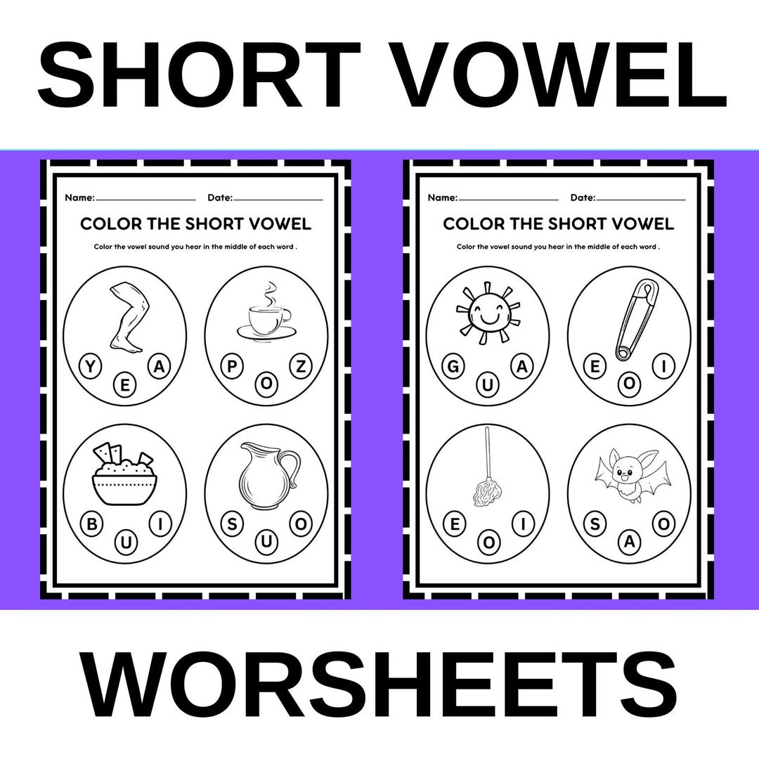 SHORT VOWEL SOUNDS & Color the Short Vowel - Etsy