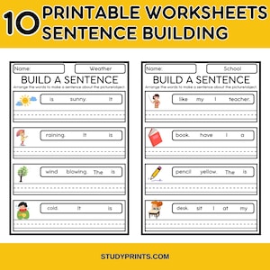 Sentence Building Worksheets for Kindergarten 1st 2nd Grade Pdf 1st 2nd ...