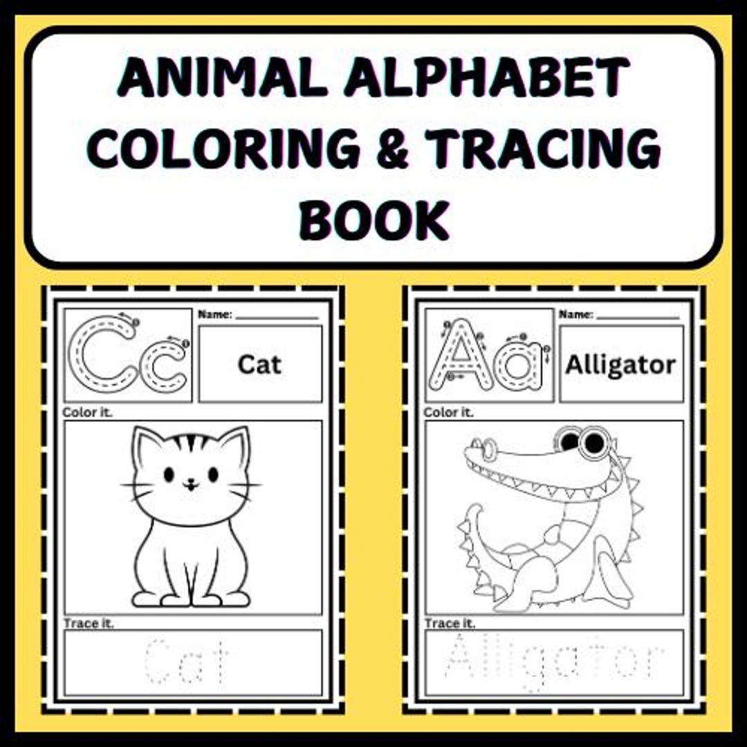 Animal Alphabet Coloring and Tracing Book for Kindergarten - Etsy