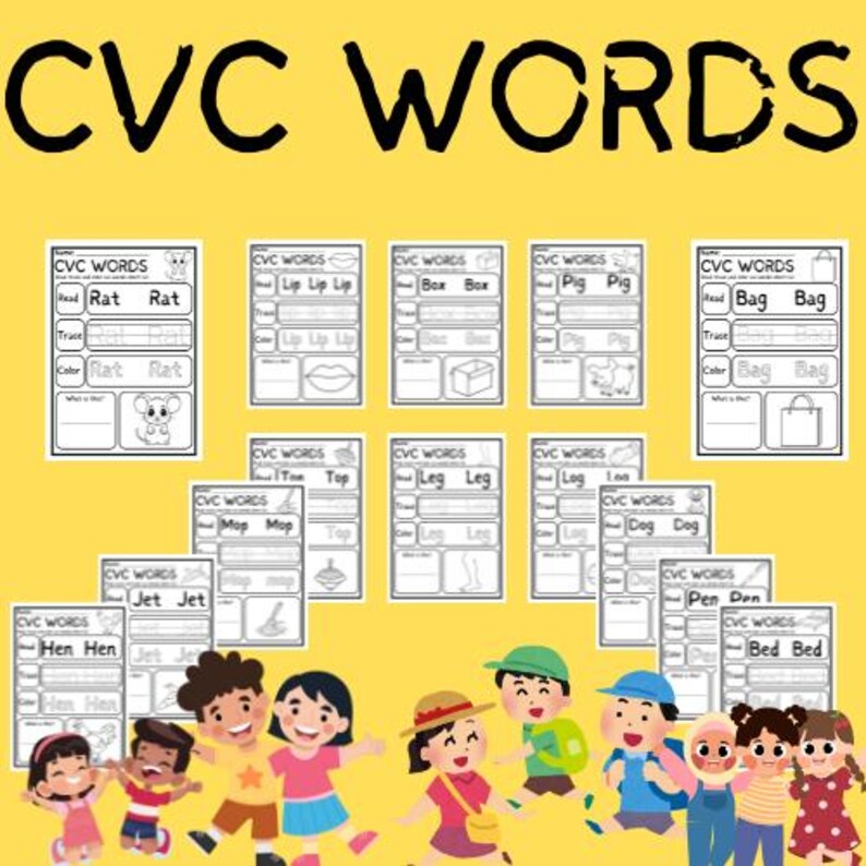 CVC Words Worksheets - Short "a"e"i"o Sound Learners Practice Reading ...