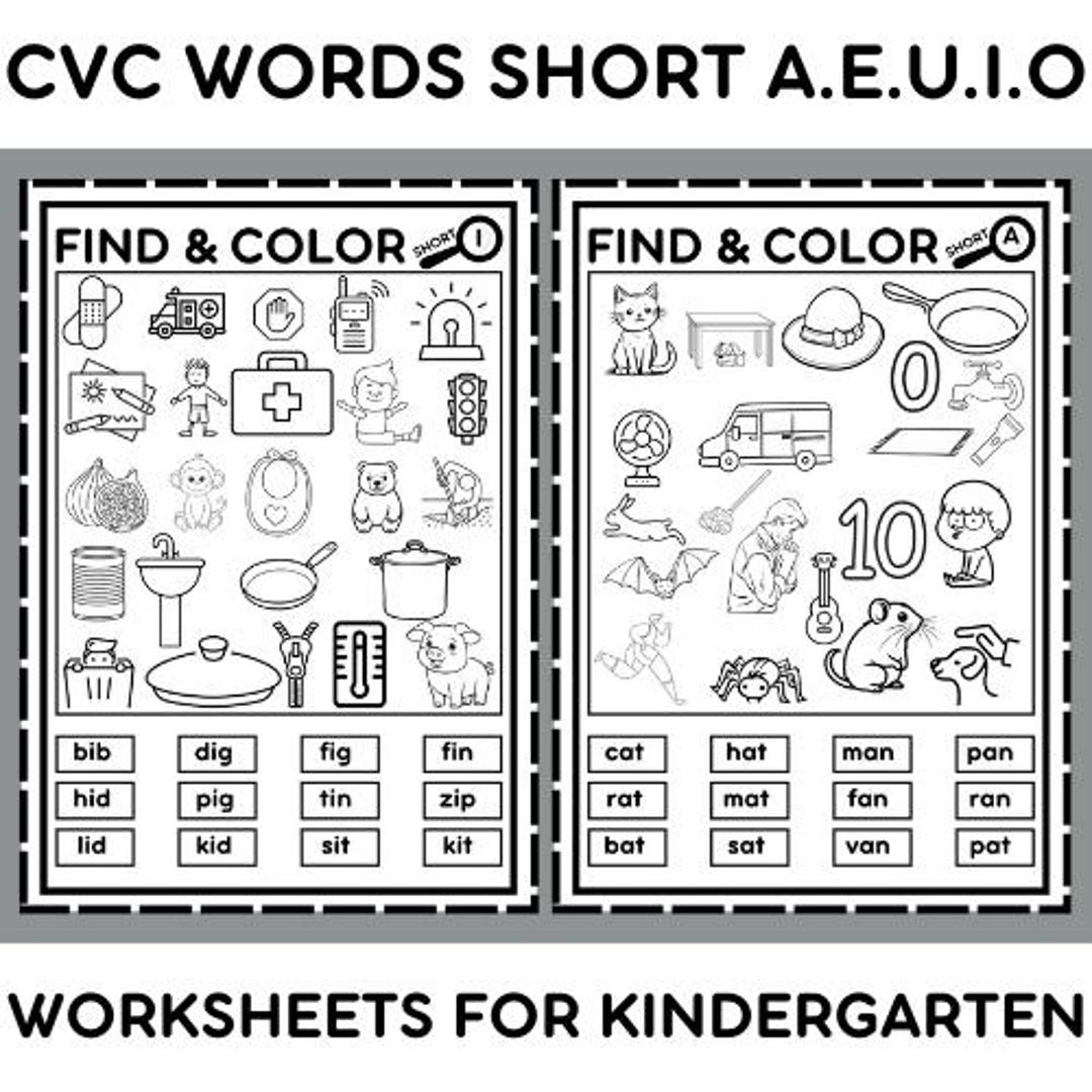 I Spy Worksheets,find & Color, Phonics, Kindergarten, Word Families ...
