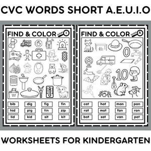 I Spy Worksheets,find & Color, Phonics, Kindergarten, Word Families ...