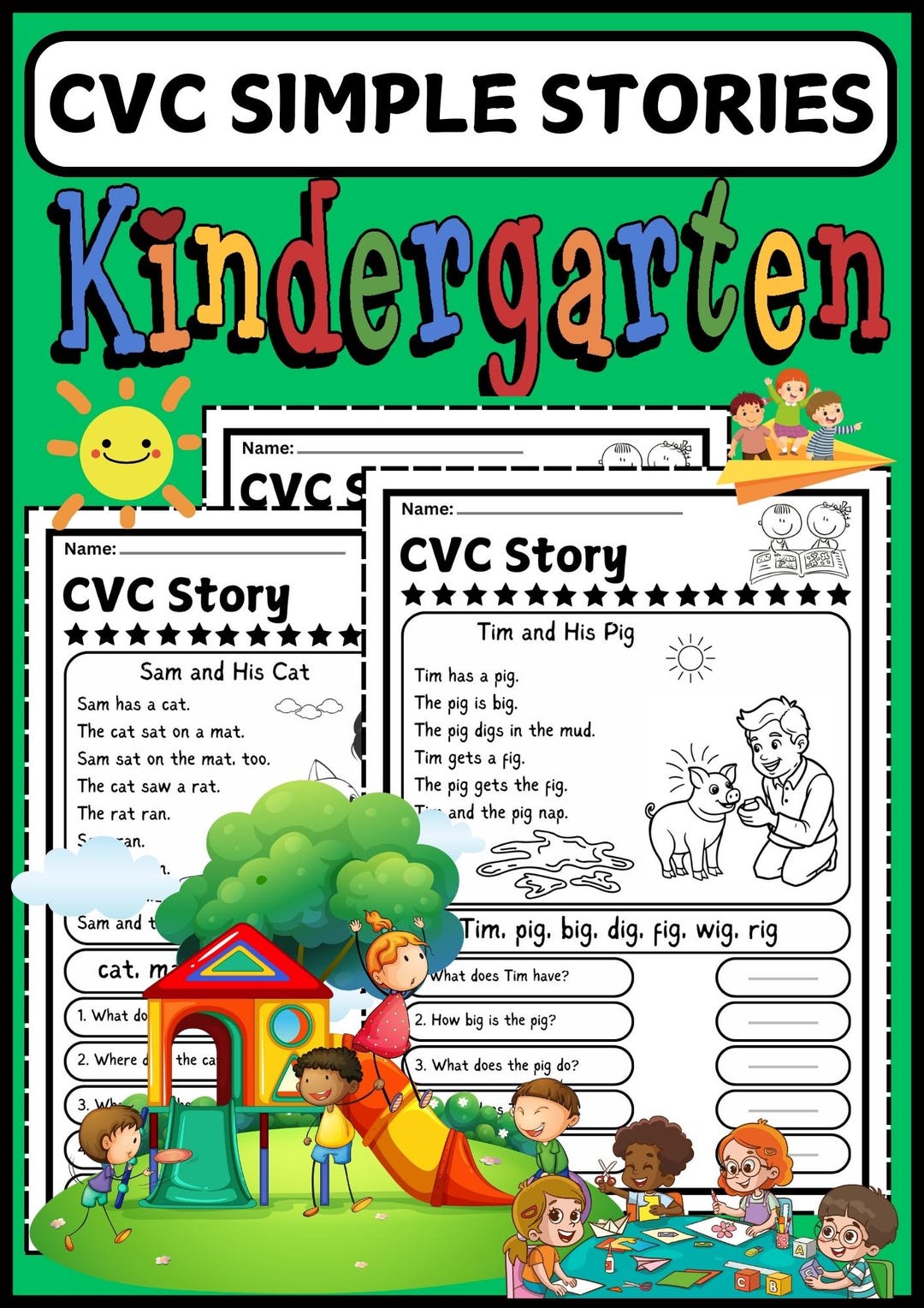 CVC Worksheets for KINDERGARTEN - Etsy