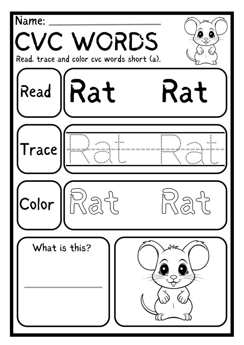 CVC Words Worksheets - Short "a"e"i"o Sound Learners Practice Reading ...