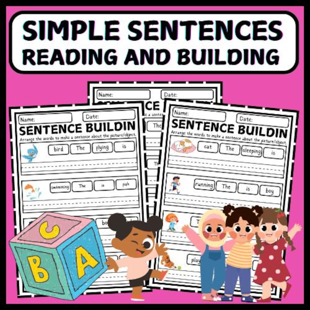 READING and BUILDING Simple SENTENCES Worksheets for Grade 1 - Etsy