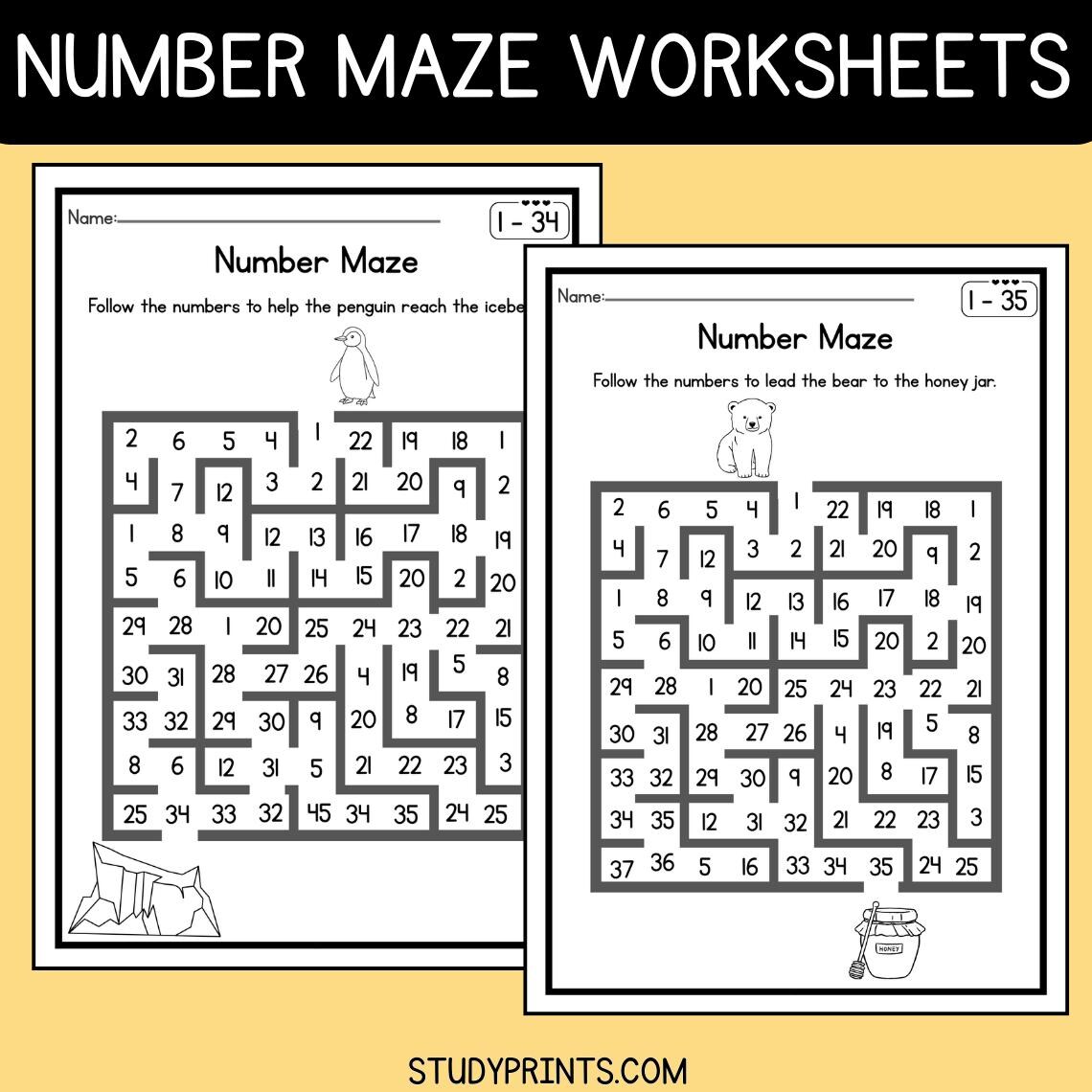 Printable Number Maze Preschool Math Activity, Homeschool Learning ...