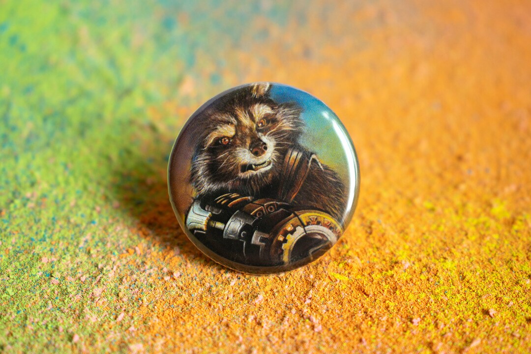 Rocket Racoon Art Print Button Guardians of the Galaxy Refrigerator ...