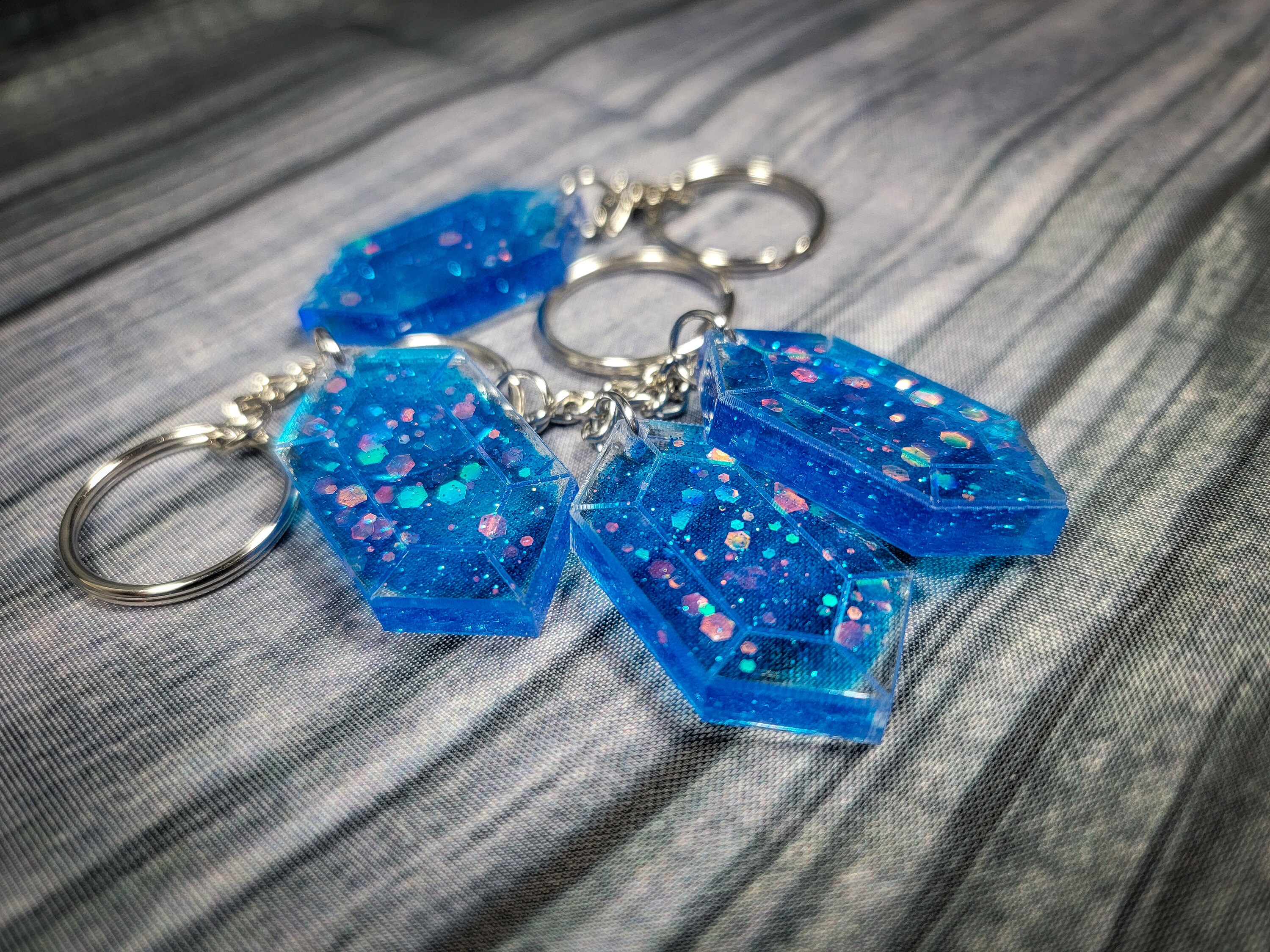 Clear Blue Glitter Zelda Rupee Video Game Resin Keychain - Etsy