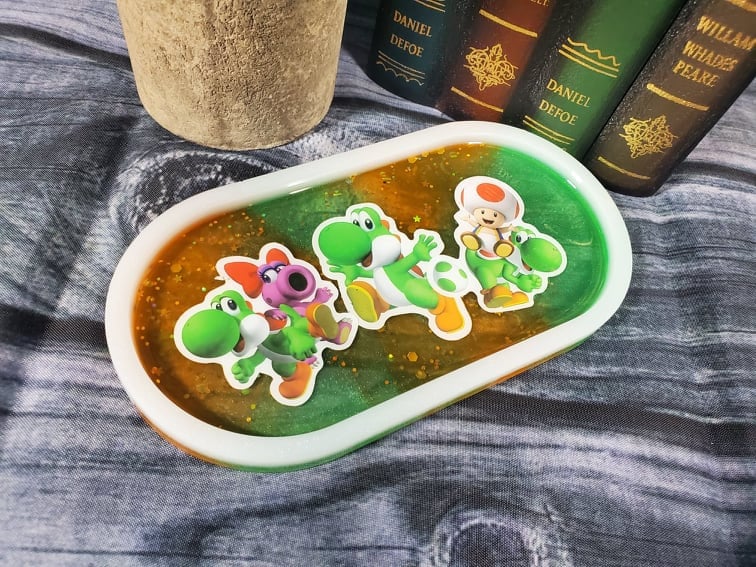 Mario Yoshi Toad Orange and Green Handmade Resin Rolling Tray | Etsy