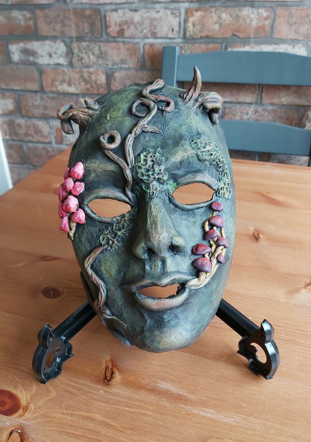Green Woman Paper Mache Mask - Etsy