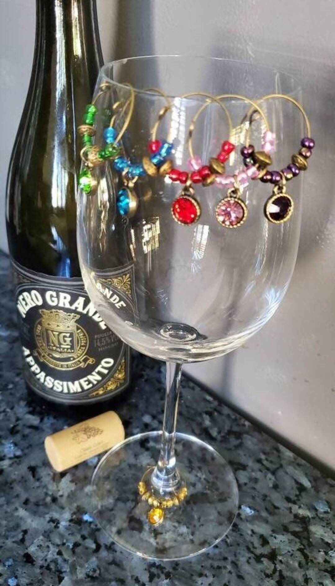 Bling Wine Charm Set - Wine Glass Markers - Gemstone Wine Charms ...