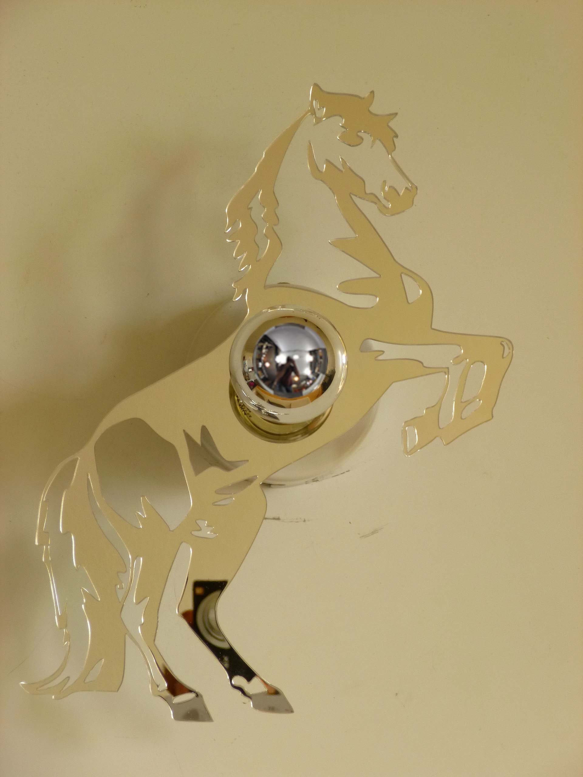 Horse,light Horse,30/35 Cm,110 V,silver Mirror Effect,horse Riding ...