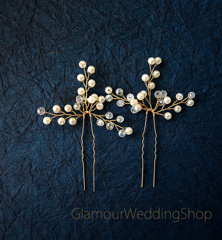 Wedding Hair Pin Bridal Hair Pins Gold Bridal Headpiece Bridal | Etsy
