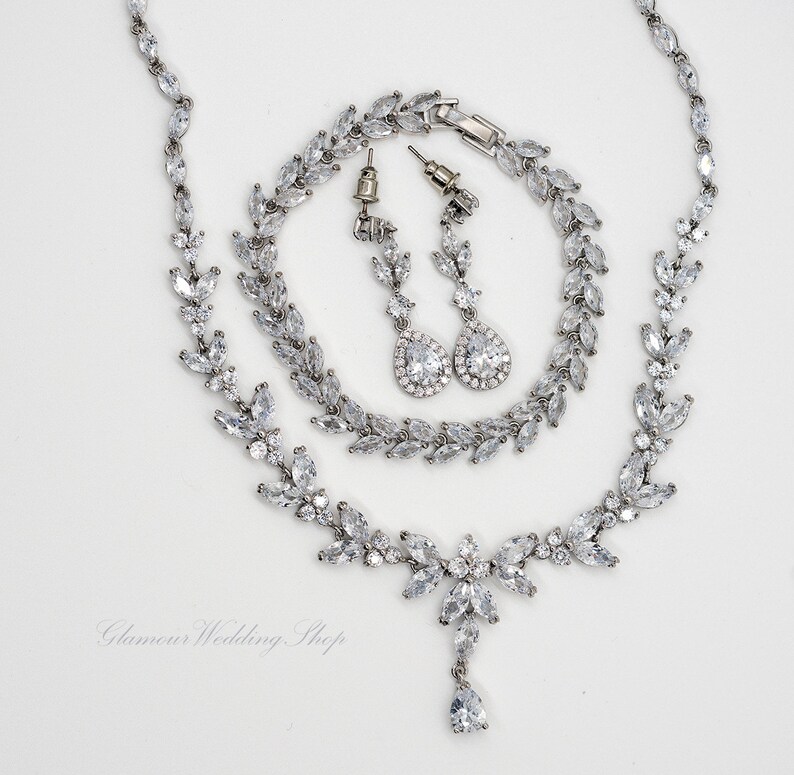 Gold Jewelry Set CZ Jewelry Set Crystal Jewelry Set Bridal | Etsy