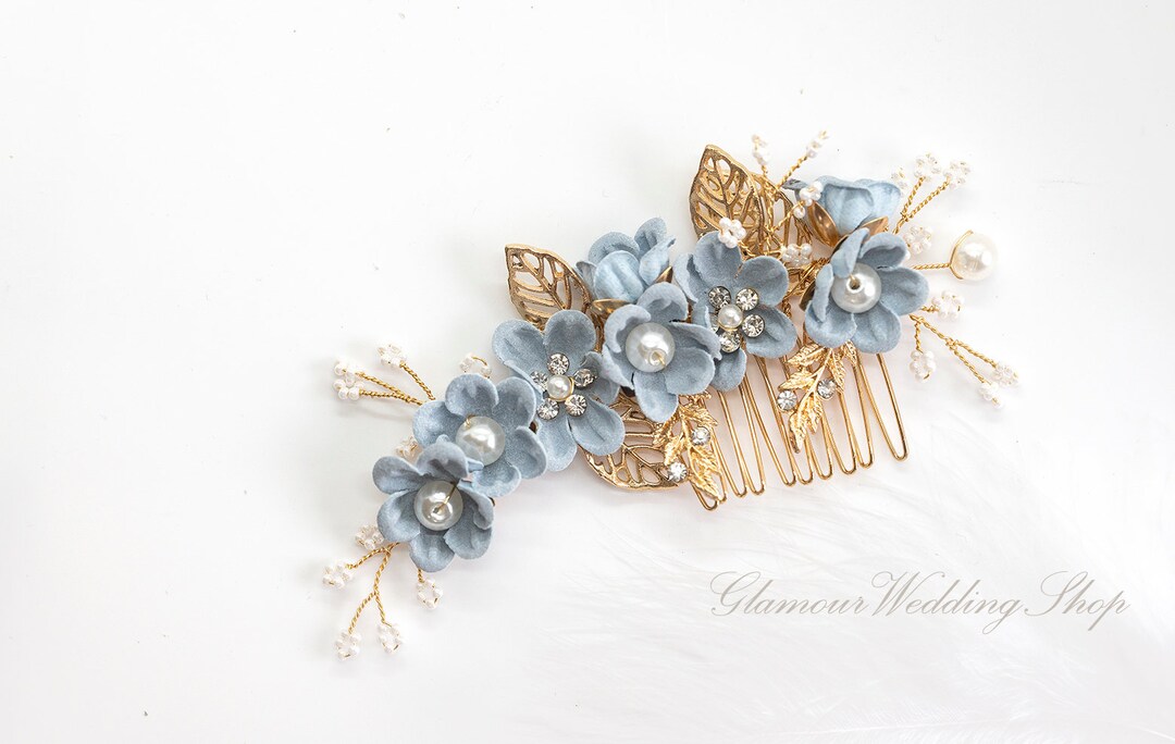 Dusty Blue Wedding Hair Comb Wedding Bridal Hair Comb Wedding ...