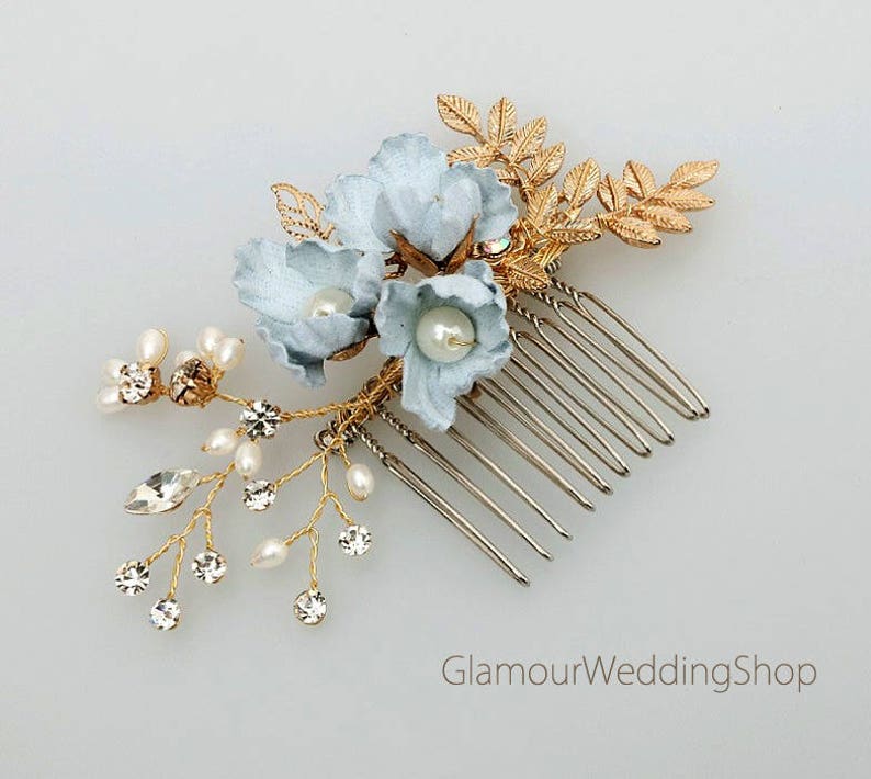 Dusty Blue Wedding Hair Comb Wedding Bridal Hair Comb Wedding | Etsy