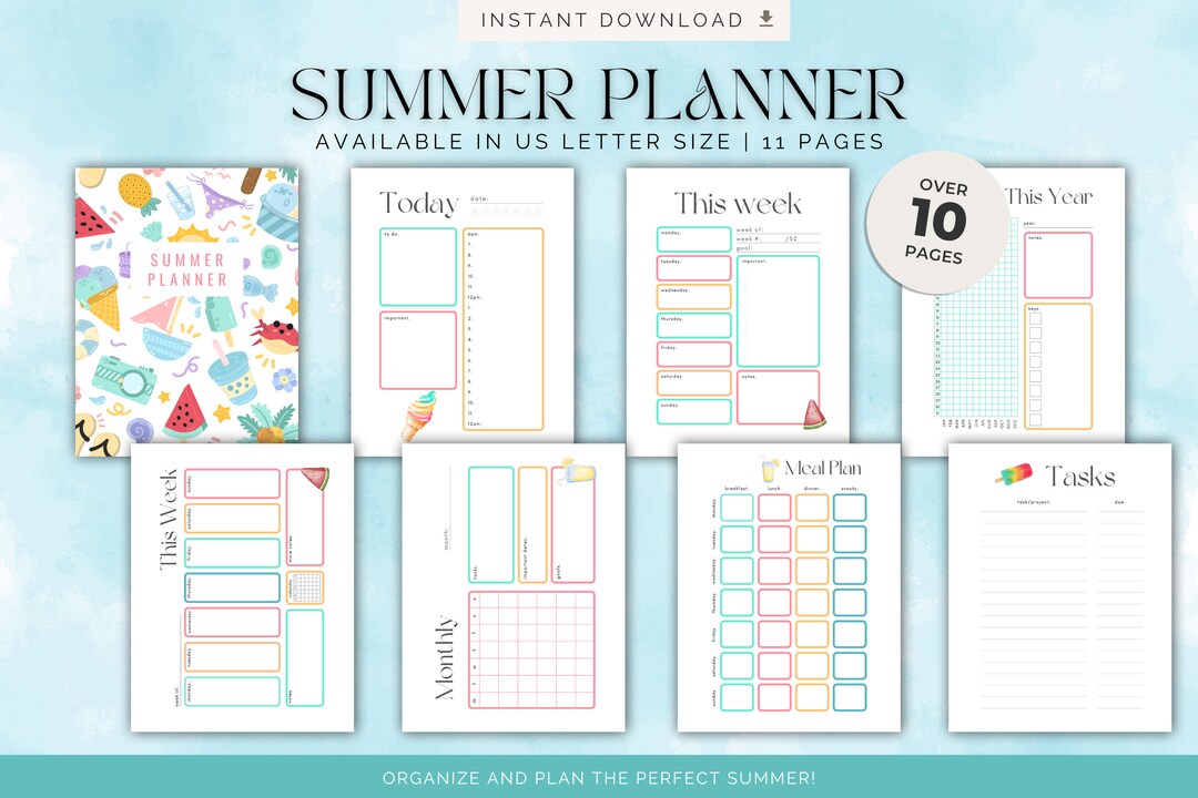 Summer Planner Printable: Daily, Weekly, Monthly (11 PDF Pages) - Etsy