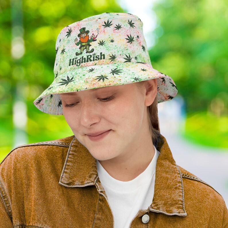 Highrish Bucket Hat - St. Patrick's Day Weed Hat, Leprechaun Shamrock ...