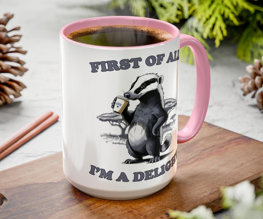 Pink and White Mugs, Honey Badger Coffee Mug, Animal Lover Gifts, Funny ...