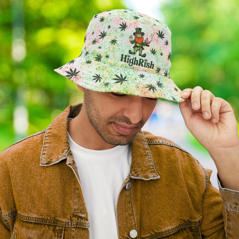 Highrish Bucket Hat - St. Patrick's Day Weed Hat, Leprechaun Shamrock ...