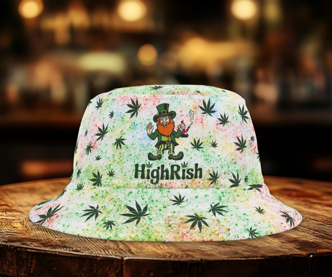 Highrish Bucket Hat - St. Patrick's Day Weed Hat, Leprechaun Shamrock ...