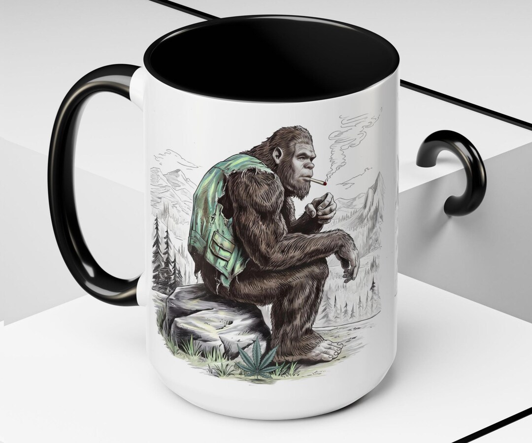 Bigfoot Stoner Mug / Sasquatch Smoker Funny Marijuana Gift for Coffee ...